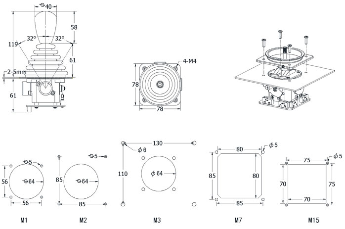 Multi-axis Industrial Joystick Controller | RT100 | RunnTech